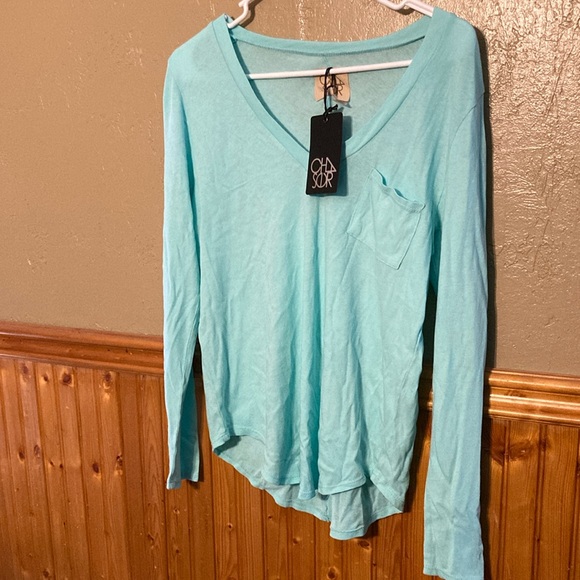 Chaser | Tops | Chaser Blue Long Sleeve Relaxed Blouse | Poshmark